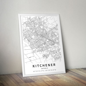 Printable Map of Kitchener, Ontario, Canada With Street Names - Instant ...