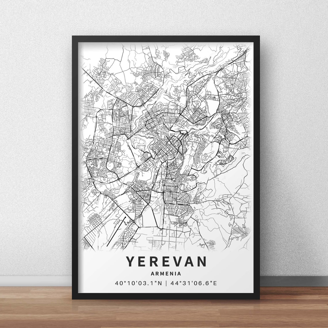 Printable Map of Yerevan Armenia With Street Names Instant - Etsy