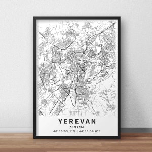 Printable Map of Yerevan, Armenia With Street Names - Instant Download ...