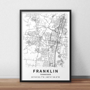 Printable Map of Franklin, Tennessee, USA With Street Names - Instant ...