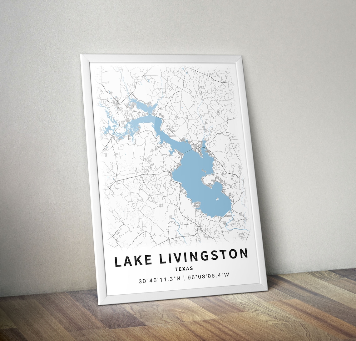 Printable Map of Lake Livingston Texas United States - Etsy