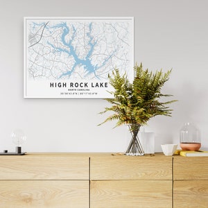 Printable Map of High Rock Lake, North Carolina, - Instant Download ...