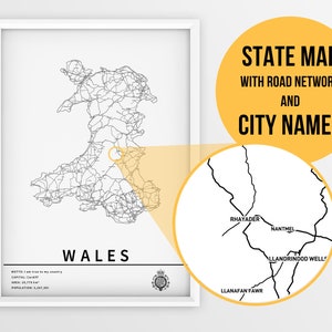 Printable Poster Map of Wales United Kingdom Instant - Etsy