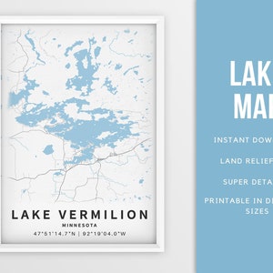 Printable Map of Lake Vermilion Minnesota United States - Etsy