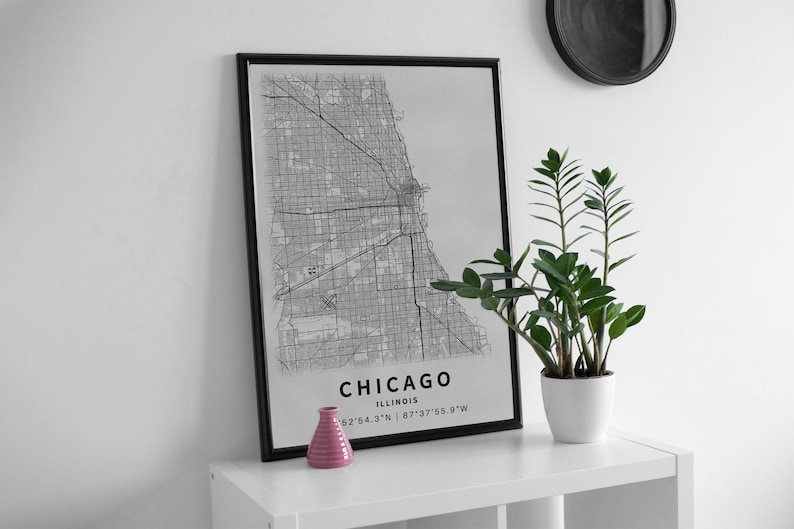 Printable Map of Chicago Illinois USA With Street Names | Etsy