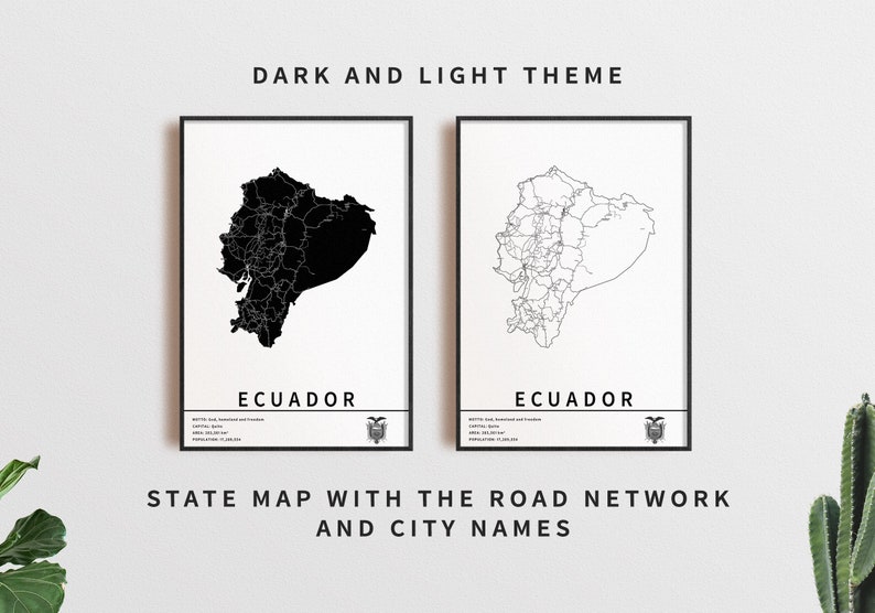 Printable Map of Ecuador With City Names Instant Download - Etsy