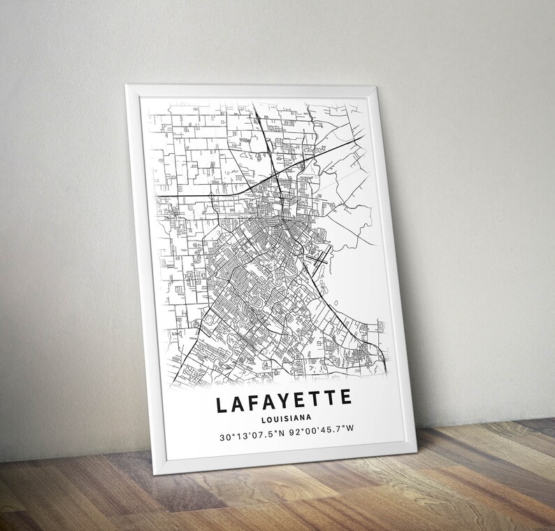 Printable Map of Lafayette, Louisiana, USA With Street Names - Instant ...