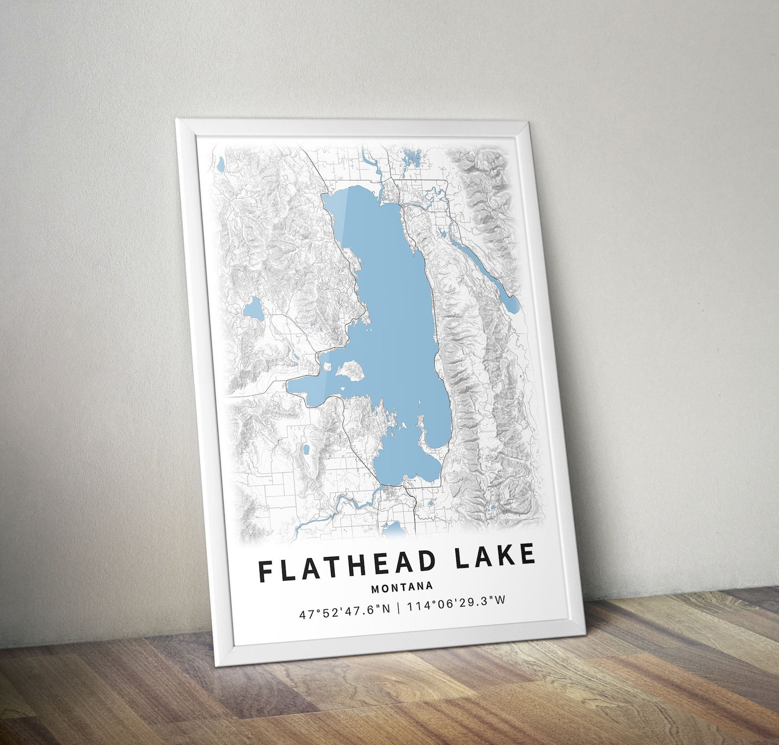 Printable Map of Flathead Lake Montana United States - Etsy