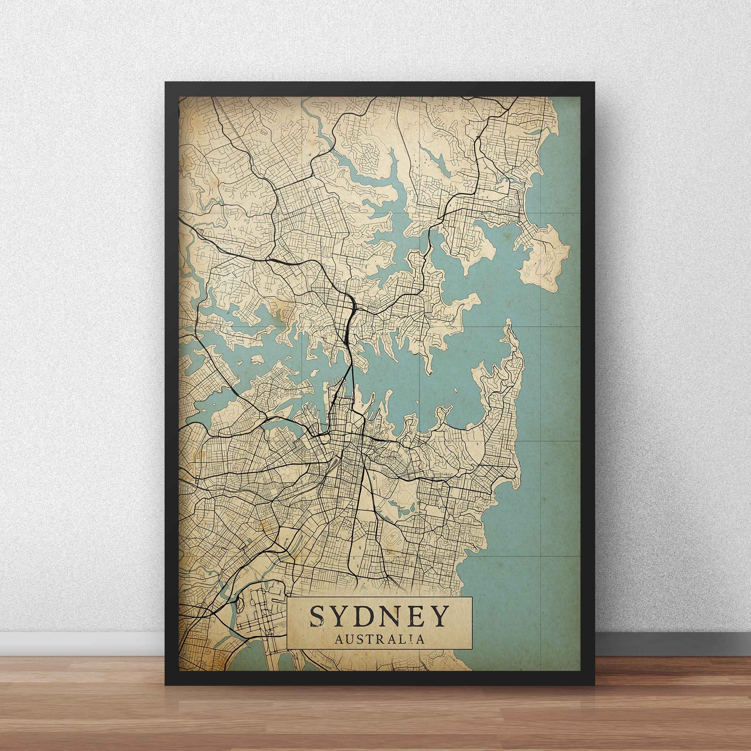 Printable Vintage Style Map Sydney Australia Instant - Etsy