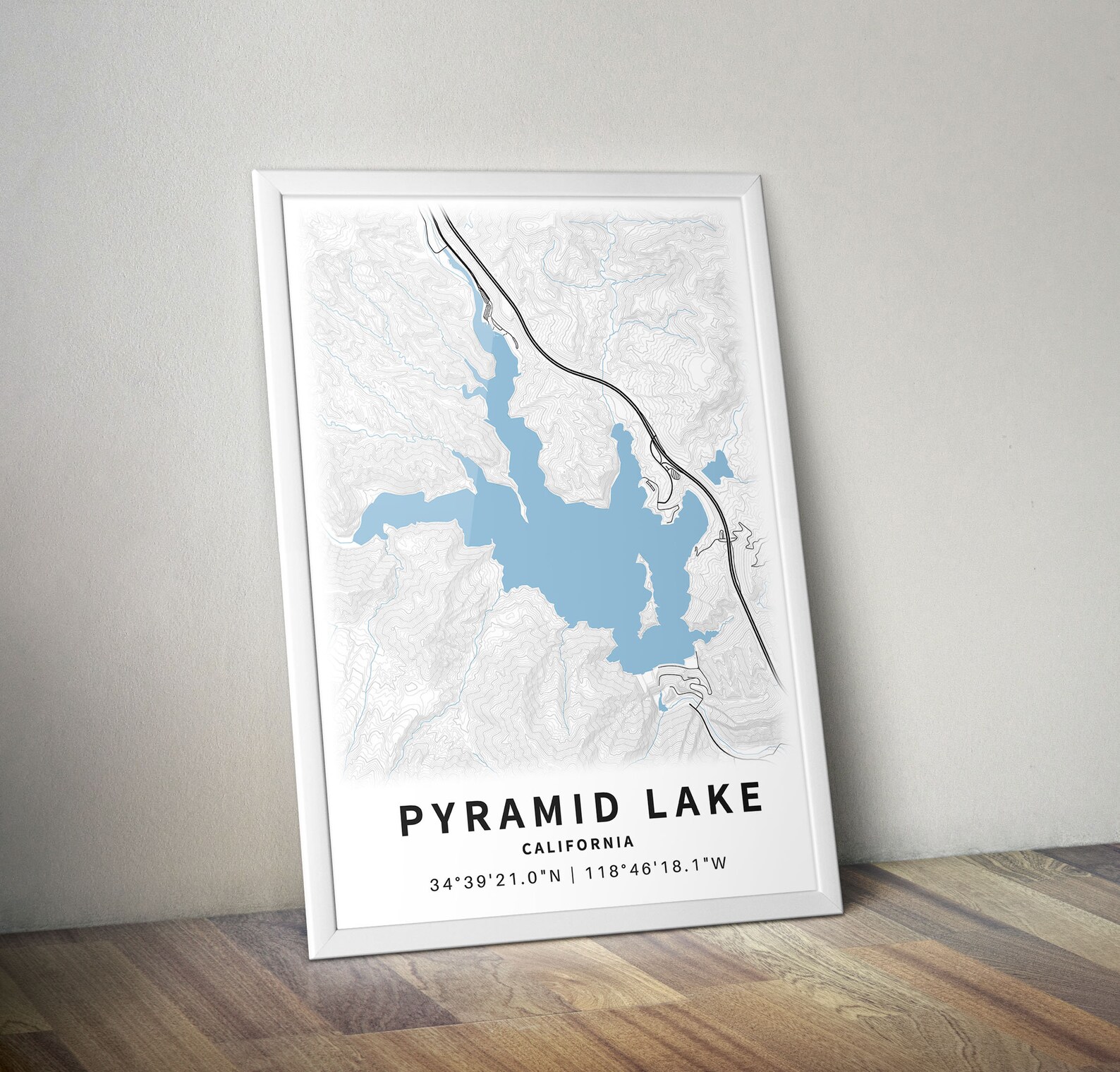 Printable Map of Pyramid Lake California United States - Etsy