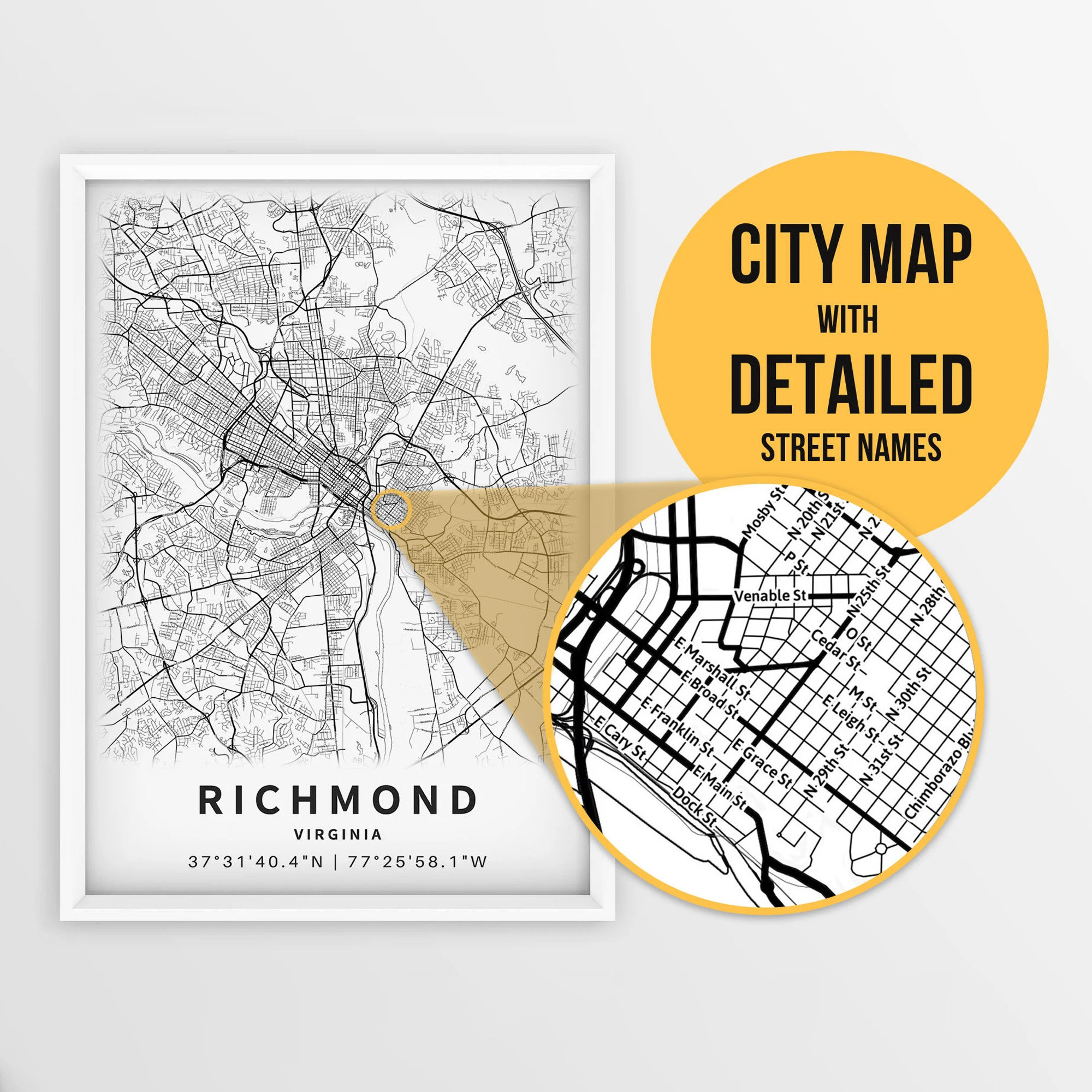 Road Map Richmond Virginia Area Richmond, VA 1956 USGS Map – Muir