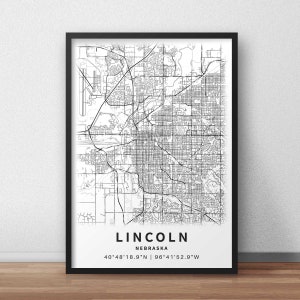 Printable Map of Lincoln, Nebraska, USA With Street Names - Instant ...