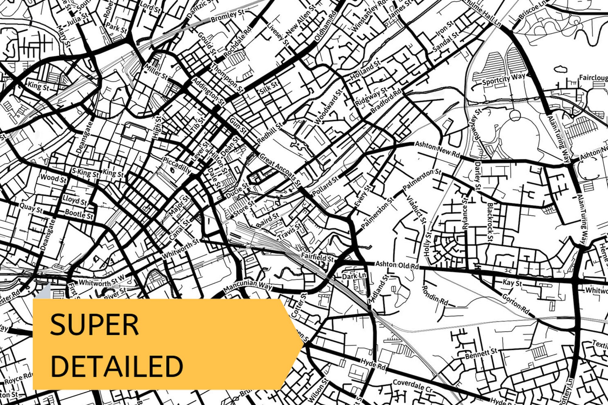 Printable Map of Manchester England United Kingdom with | Etsy