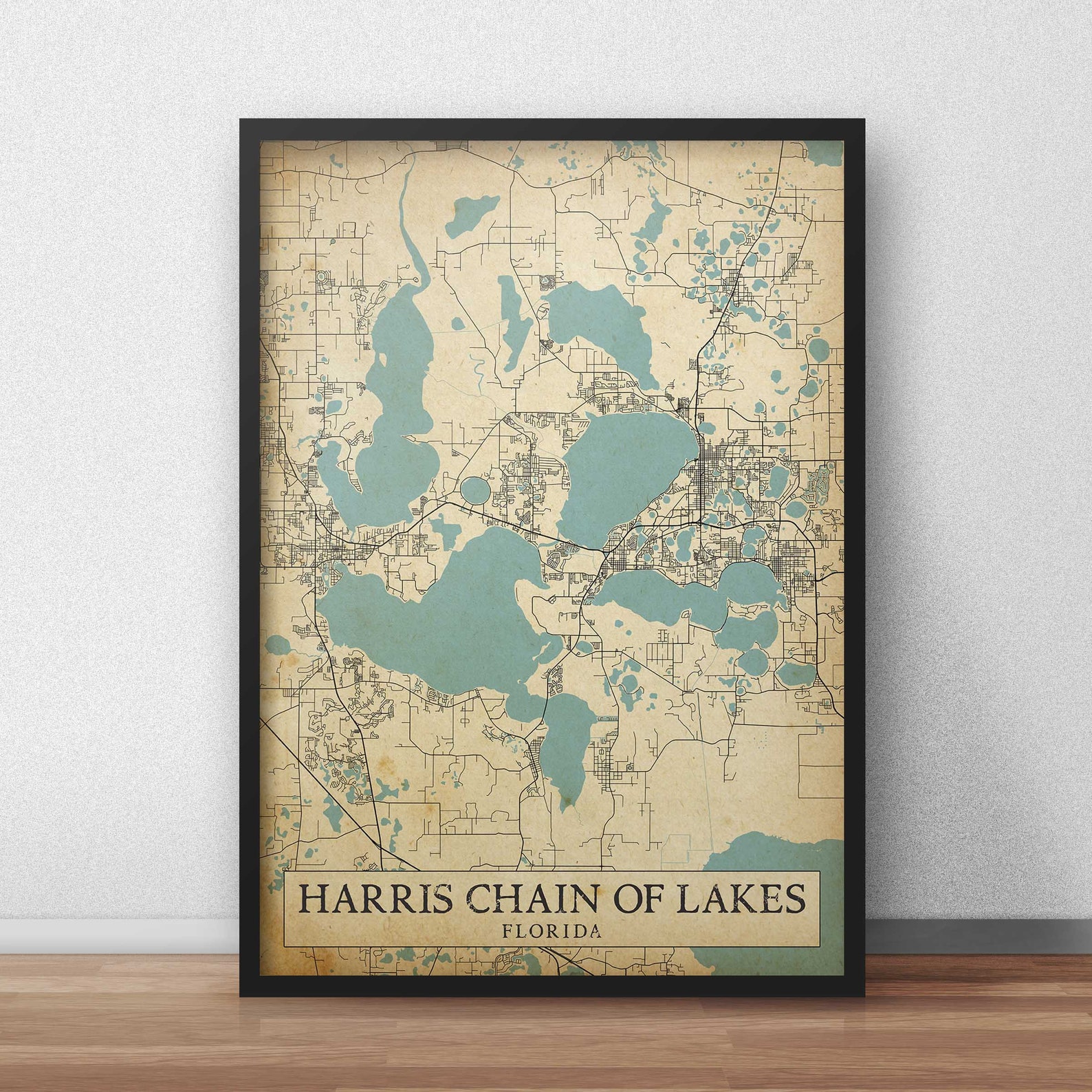 Vintage Style Map of Harris Chain of Lakes Florida USA | Etsy