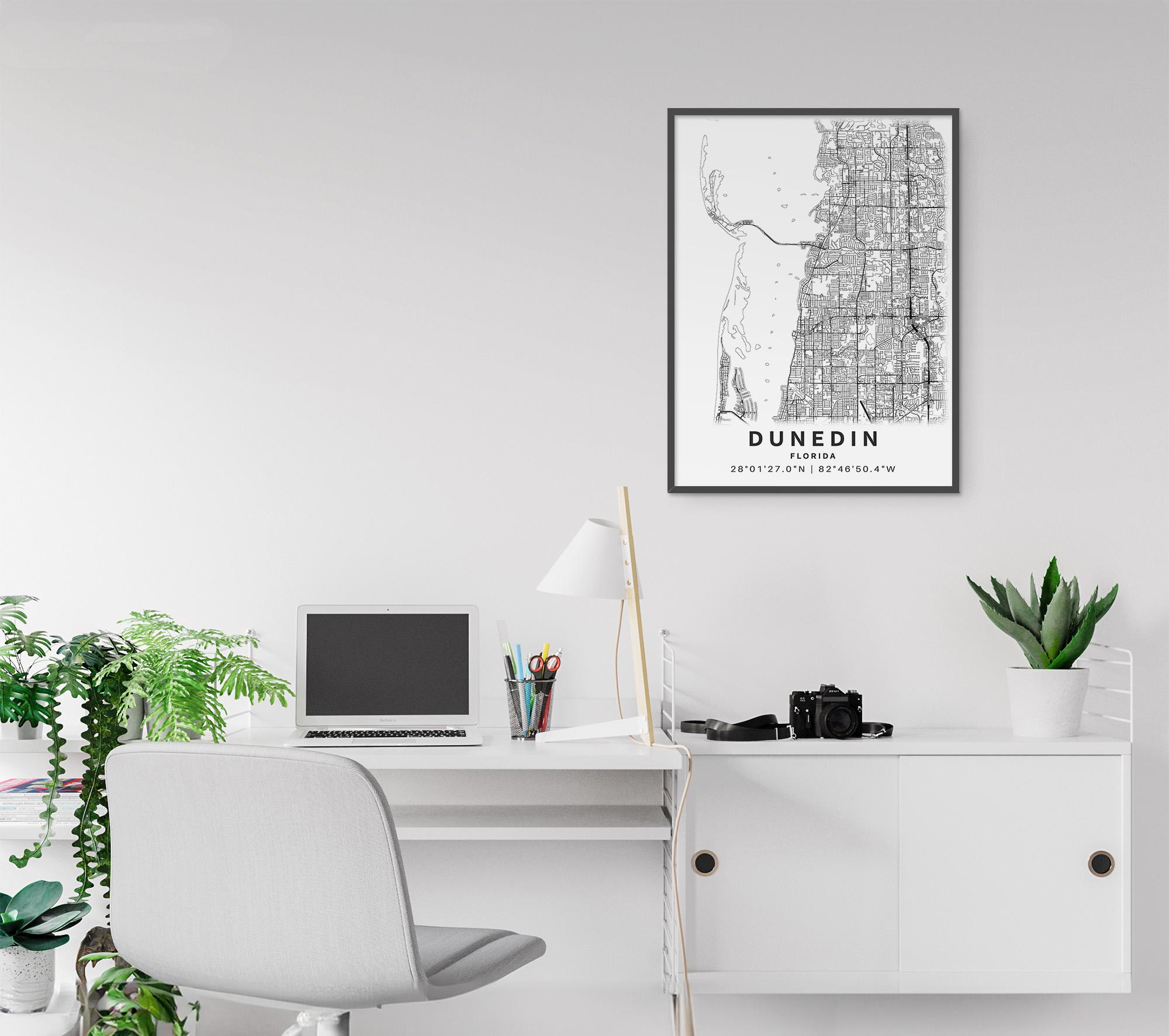 Dunedin Florida Map With Street Names, Printable Dunedin City Poster ...
