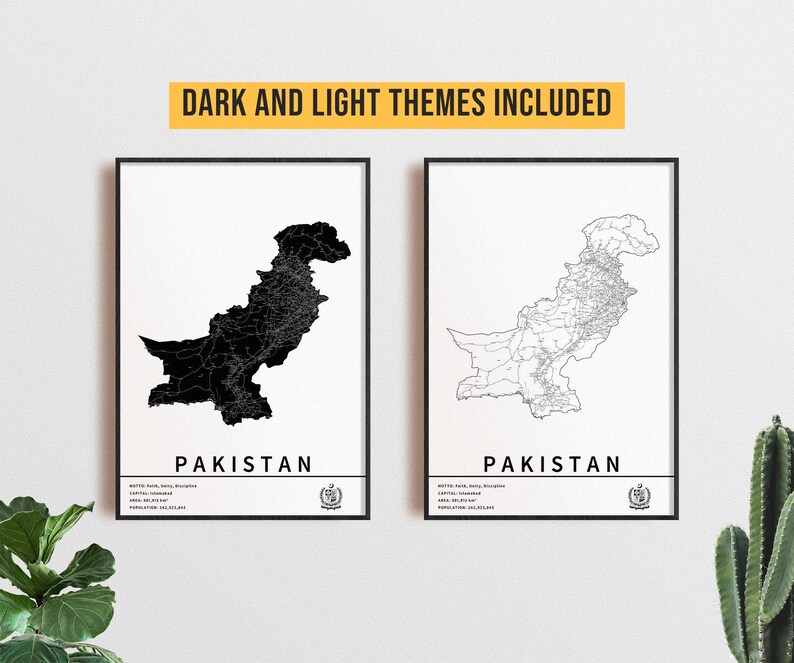 Pakistan Map Poster, Printable Road Map With City Names (instant ...