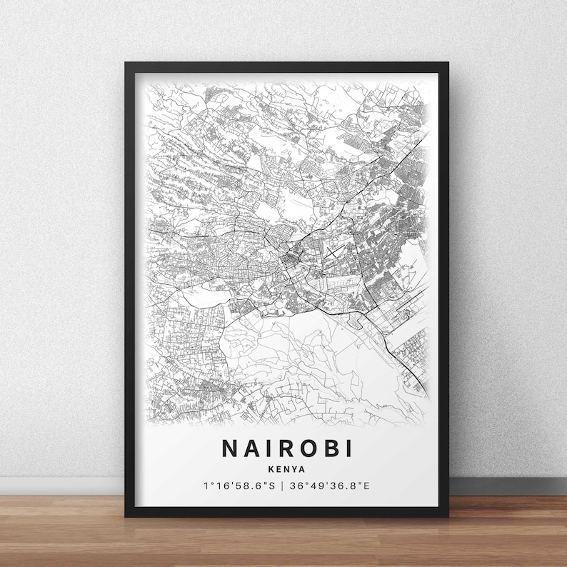 Printable Map of Nairobi, Kenya With Street Names - Instant Download ...