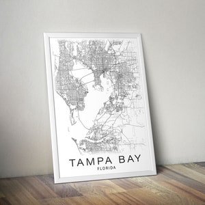 Printable Map of Tampa Bay Area, Florida FL USA Instant Download City ...
