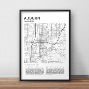 Auburn, Washington, USA Printable Map Poster - Instant Download ...