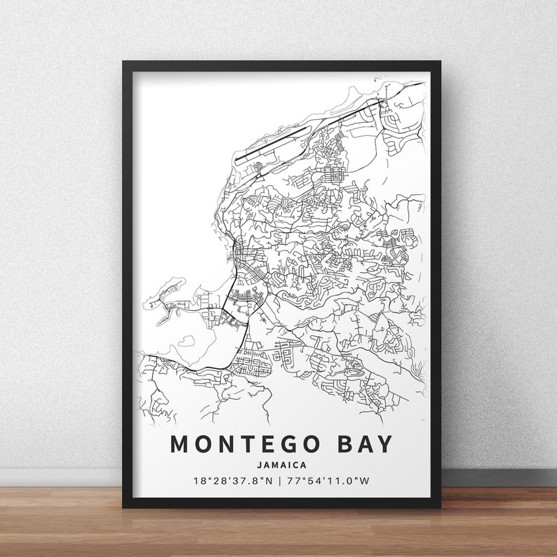 Printable Map of Montego Bay, Jamaica With Street Names - Instant ...