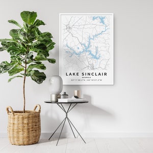 Printable Map of Lake Sinclair, Georgia, US - Instant Download \ Lake ...