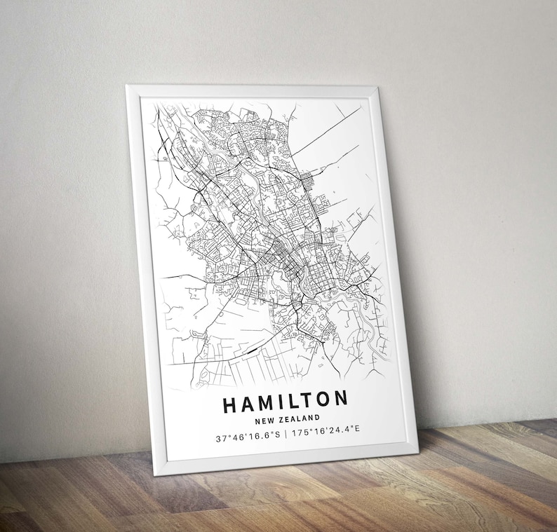 Printable Map of Hamilton, New Zealand With Street Names - Instant ...