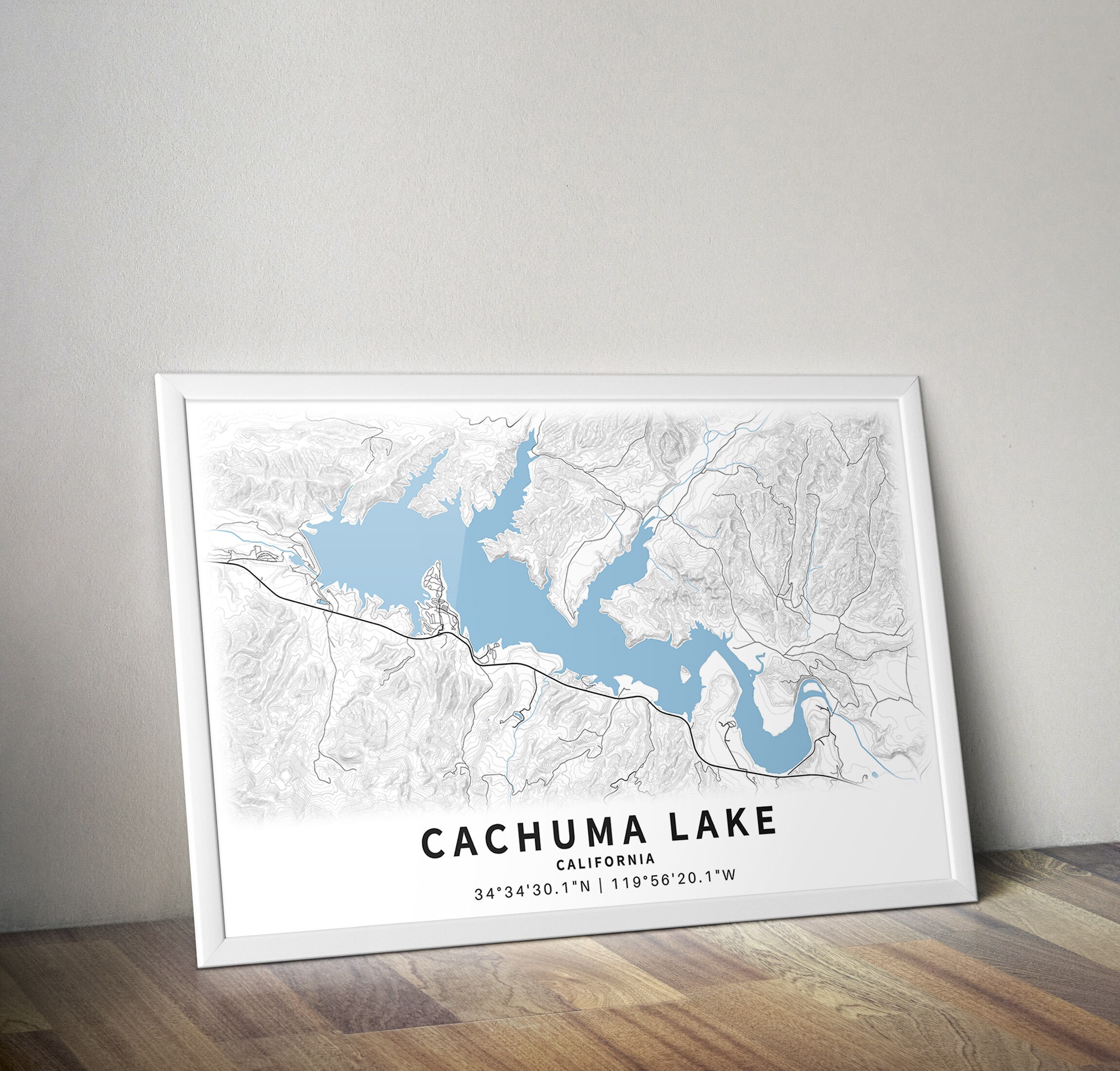 Printable Map of Cachuma Lake, California, US - Instant Download \ Lake ...