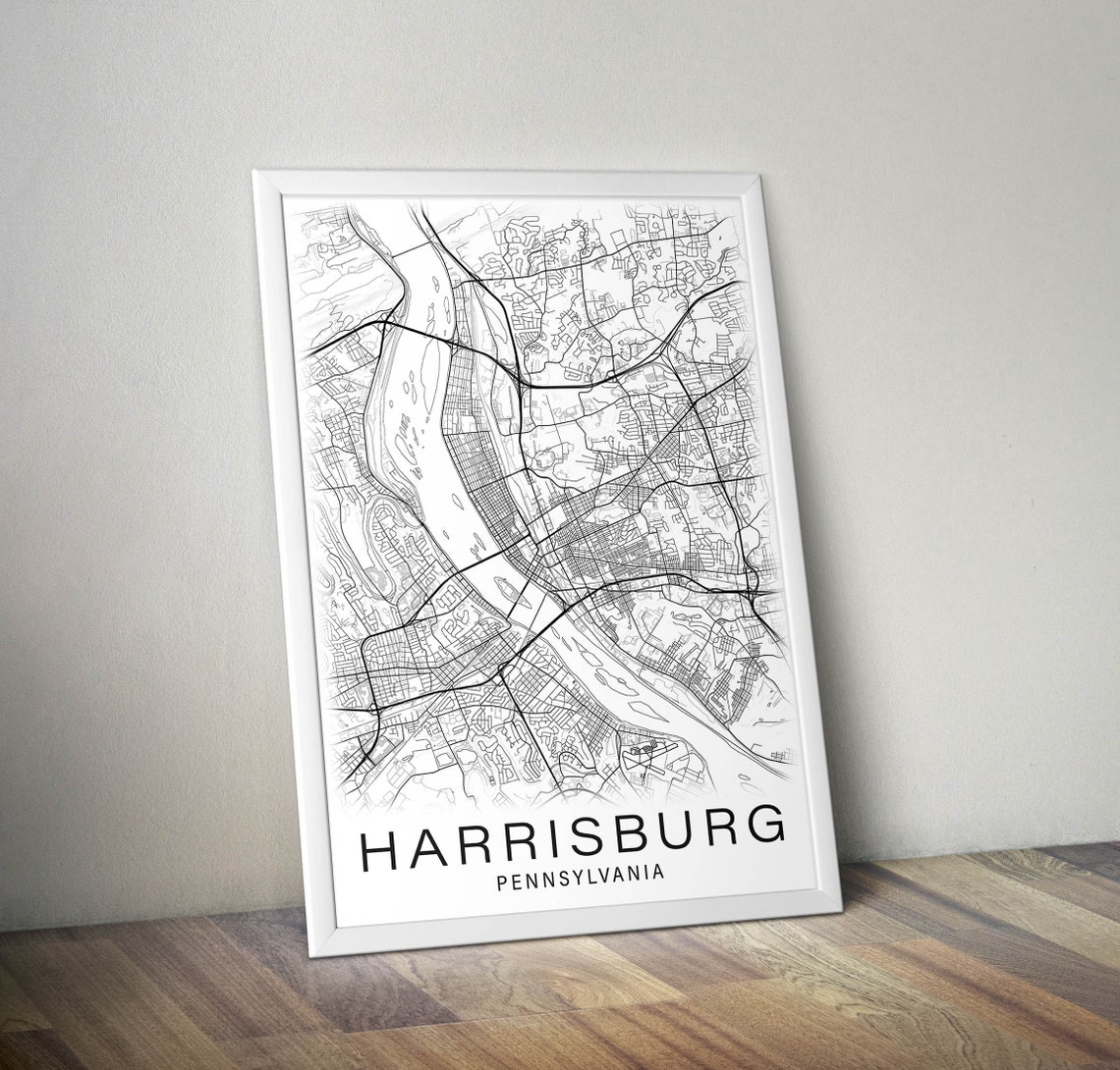 Printable Map of Harrisburg Pennsylvania PA United States | Etsy