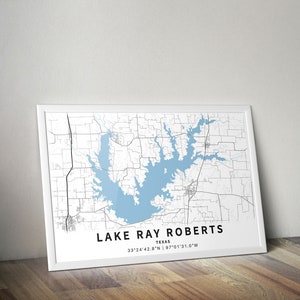 Printable Map of Lake Ray Roberts, Texas, US - Instant Download \ Lake ...