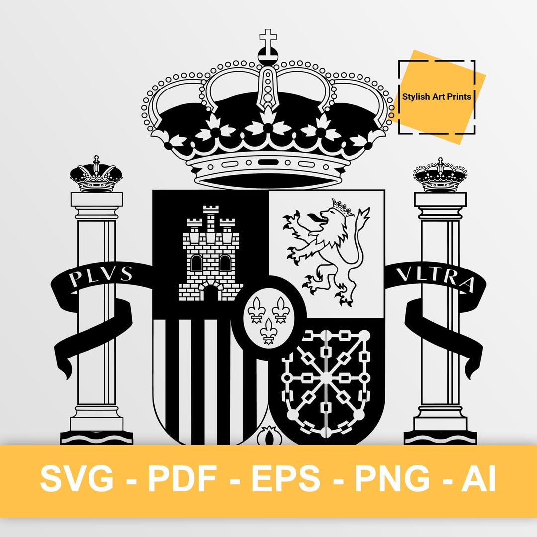Spain Coat of Arms, Spain Vector Clipart - SVG \ PNG \ PDF \ Instant ...