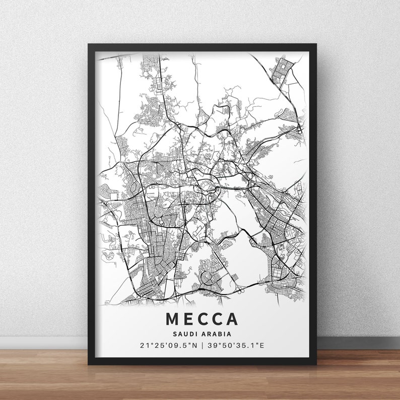 Printable Map of Mecca, Saudi Arabia With Street Names - Instant ...