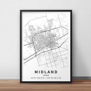 Printable Map of Midland, Texas, United States With Street Names ...