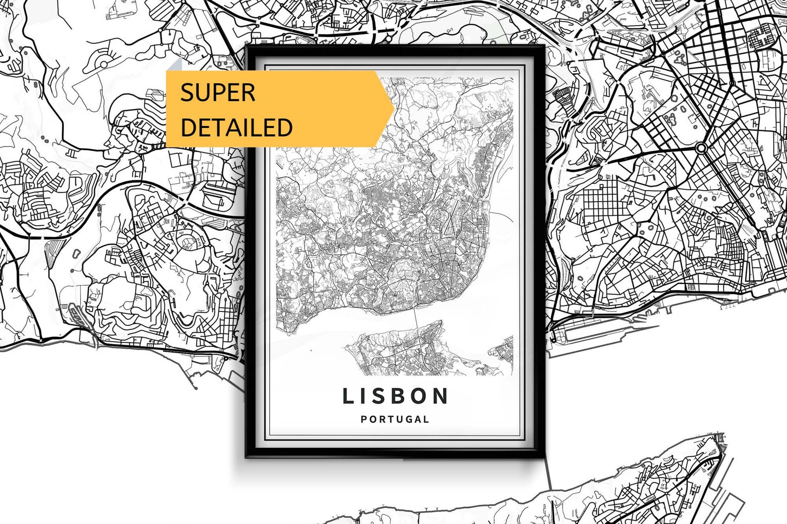Printable Map of Lisbon Portugal Instant Download City | Etsy