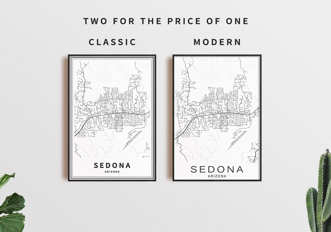 Printable Map of Sedona Arizona United States Instant | Etsy