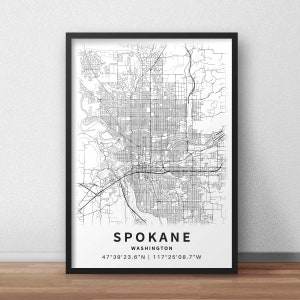 Printable Map of Spokane, Washington, USA With Street Names - Instant ...