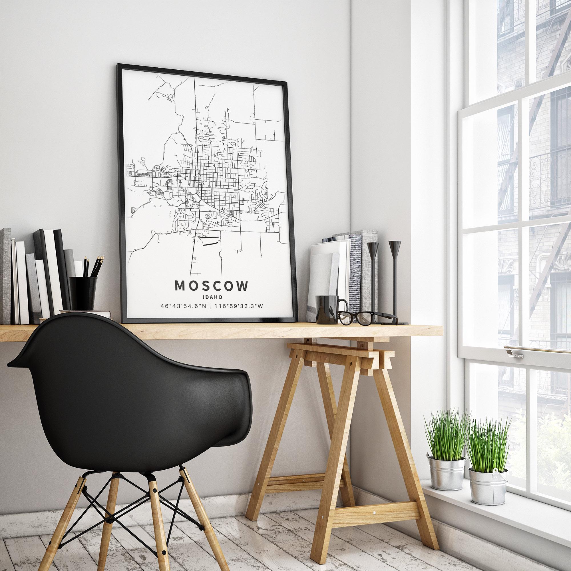 Printable Map of Moscow, Idaho, USA With Street Names - Instant ...