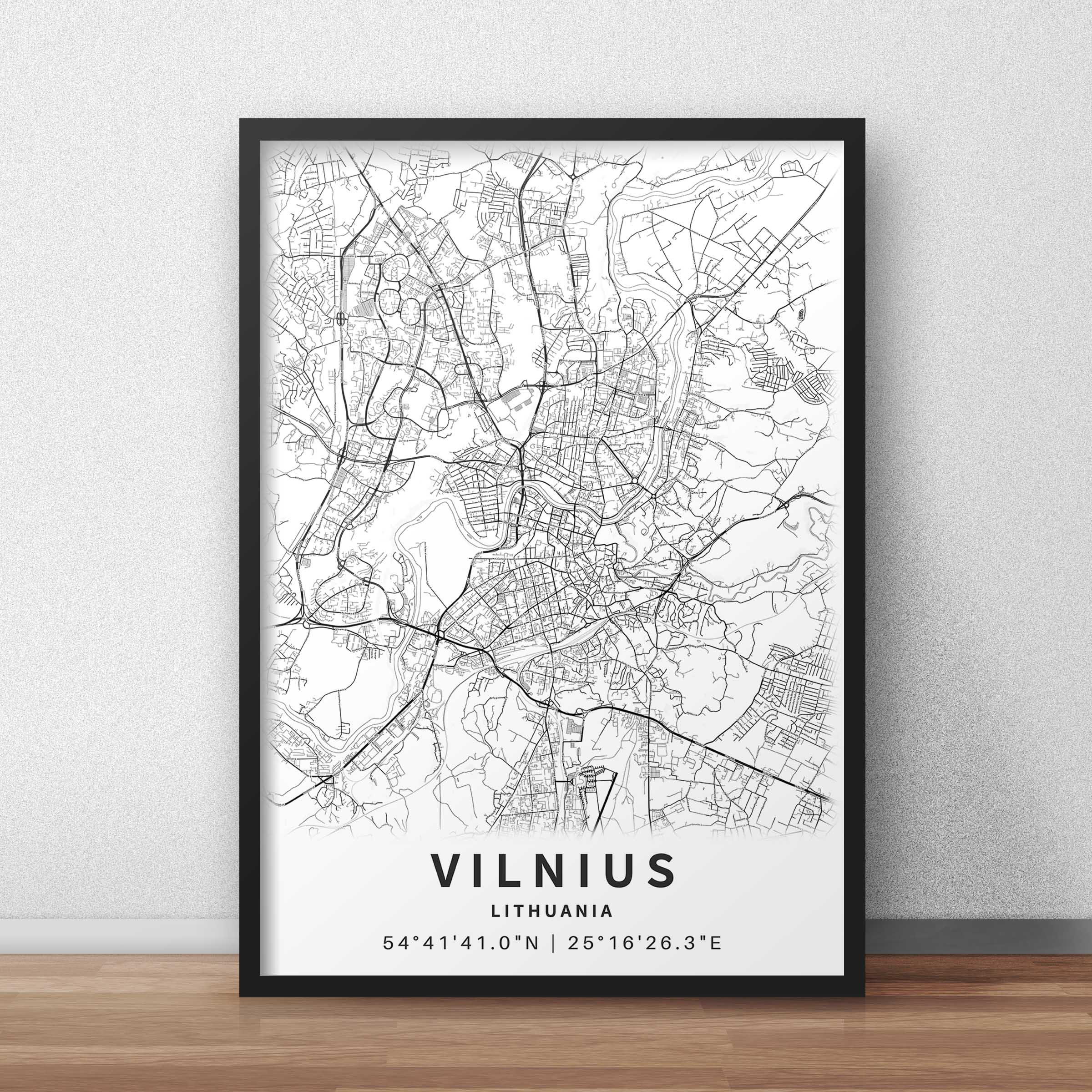 Printable Map of Vilnius, Lithuania With Street Names - Instant ...