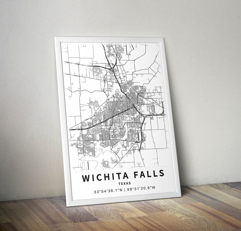 Printable Map of Wichita Falls, Texas, USA With Street Names - Instant ...