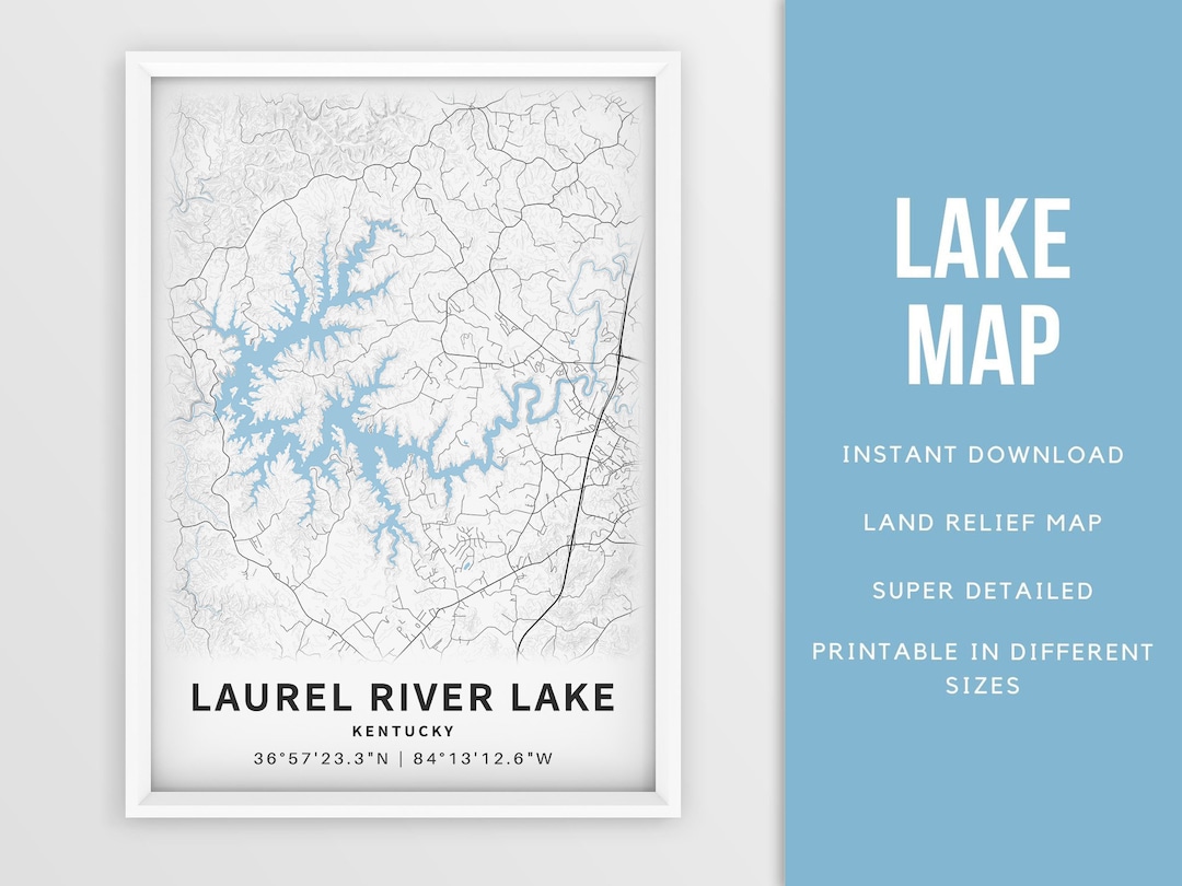 Printable Map of Laurel River Lake Kentucky Kentucky United - Etsy Ireland