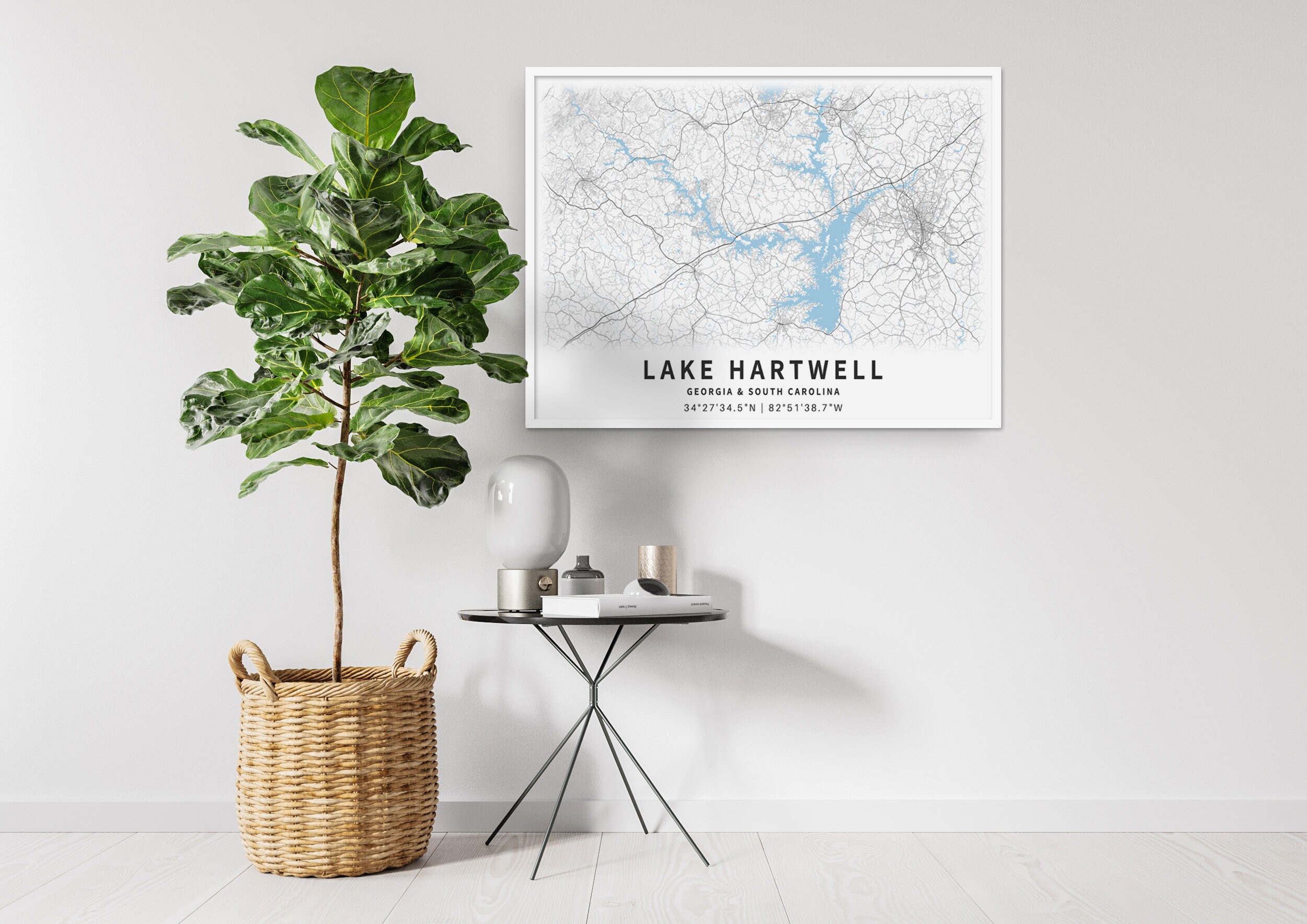 Printable Map of Lake Hartwell Georgia and South Carolina - Etsy