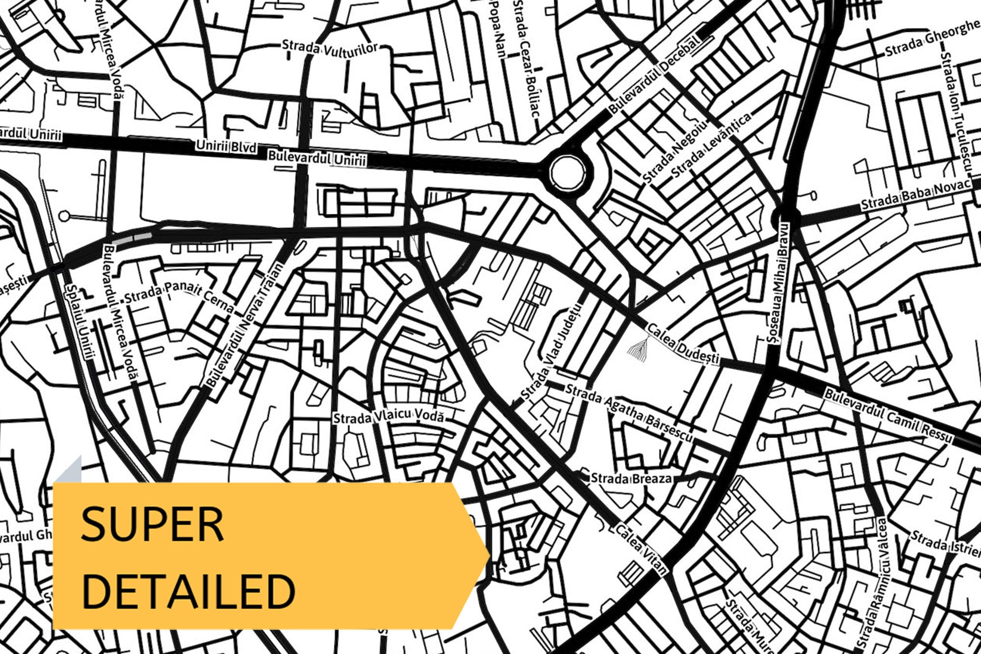 Printable Map of Bucharest Romania With Street Names Instant - Etsy