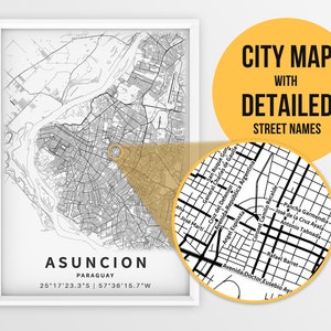 Printable Map of Asuncion Paraguay With Street Names - Etsy
