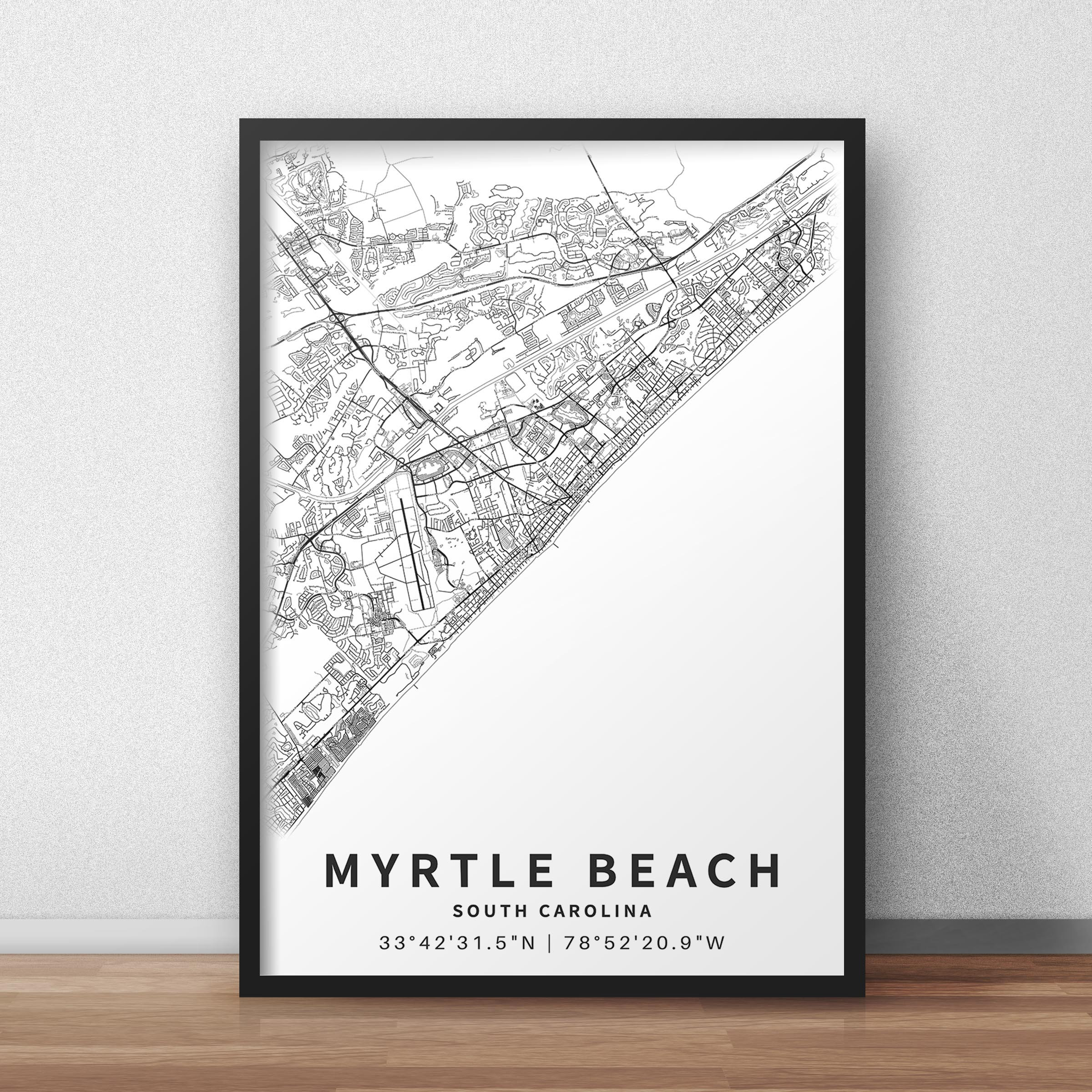 Printable Map of Myrtle Beach, South Carolina, USA With Street Names ...