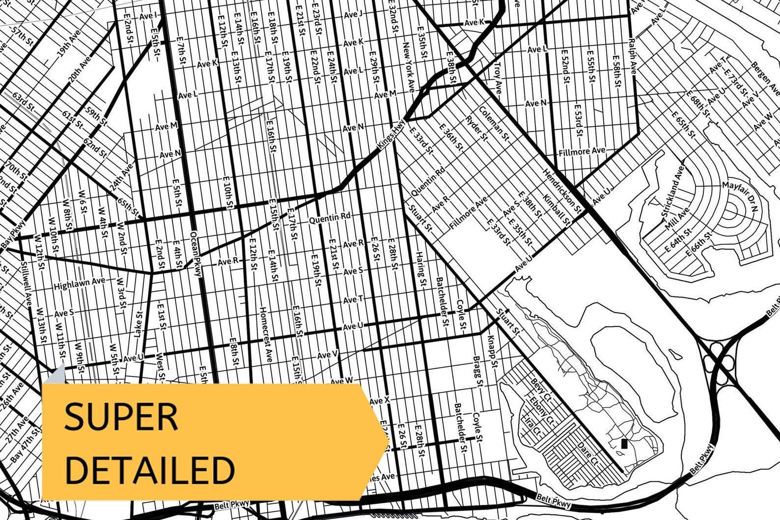 Printable Map of Brooklyn New York City NY United States - Etsy