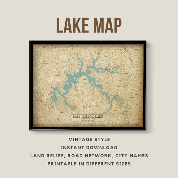 Dale Hollow Map Printable Dale Hollow Lake, TN 3D Wood Map