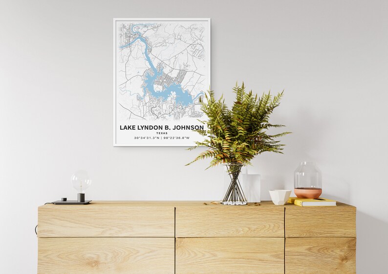 Printable Map of Lake Lyndon B. Johnson (lake LBJ), Texas - Instant ...