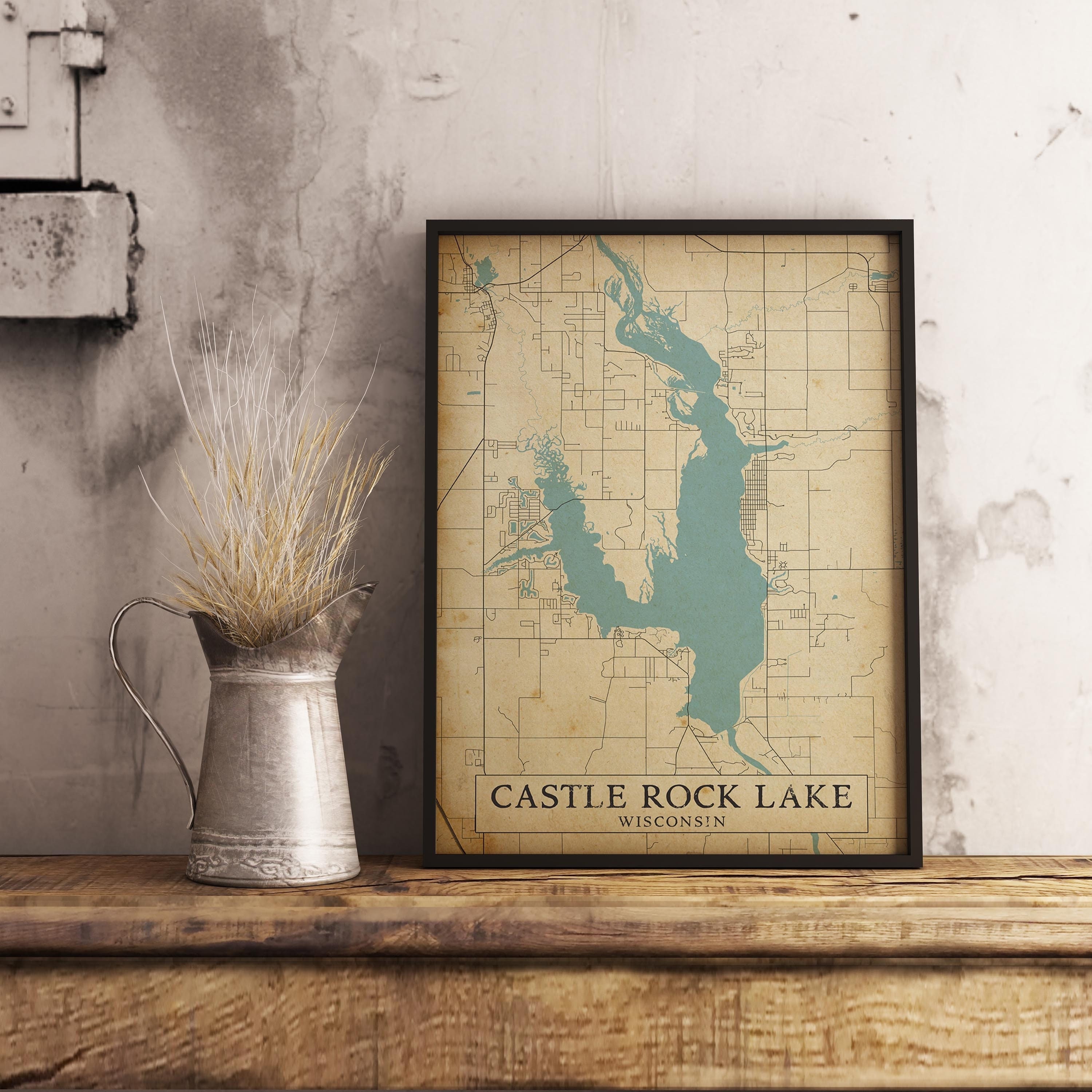 Printable Vintage Style Map of Castle Rock Lake Wisconsin | Etsy