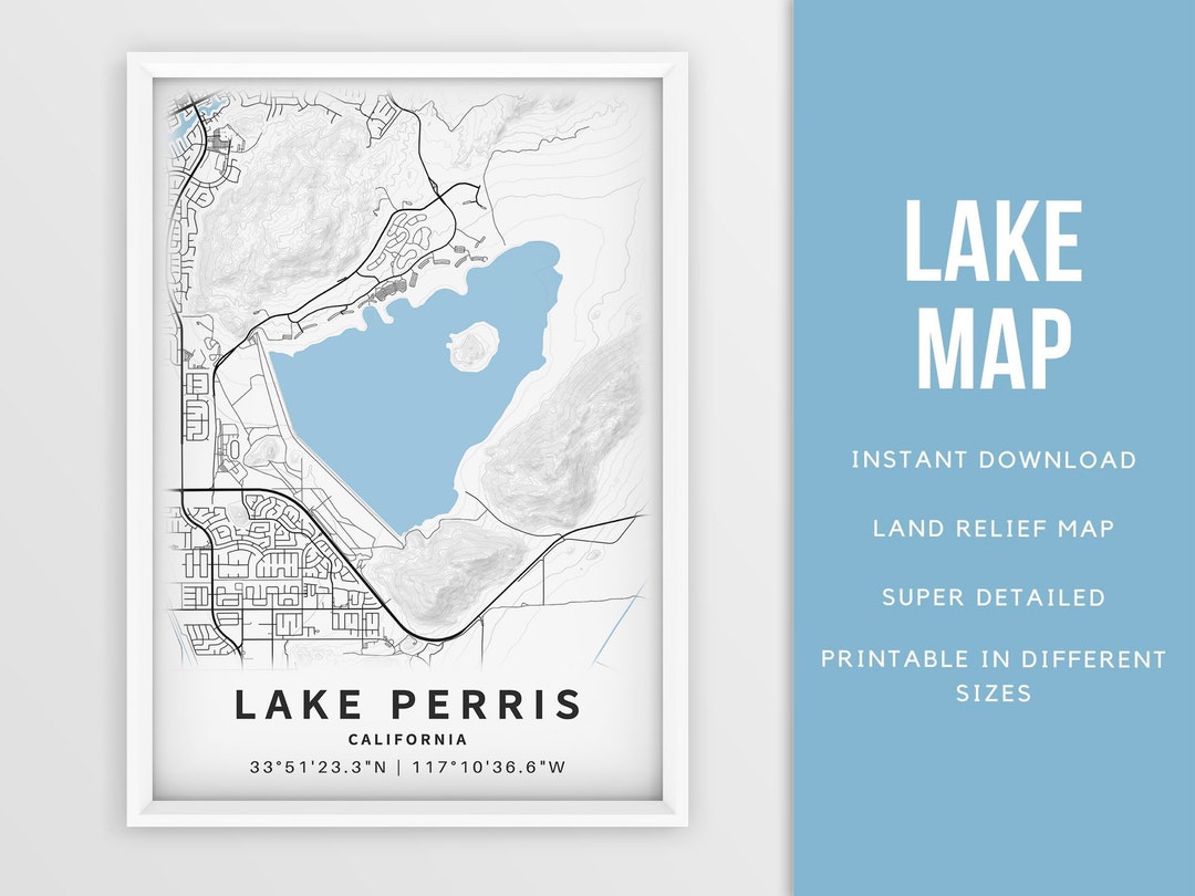 Printable Map of Lake Perris California United States - Etsy