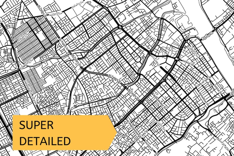 Printable Map of Basra, Iraq With Street Names - Instant Download ...