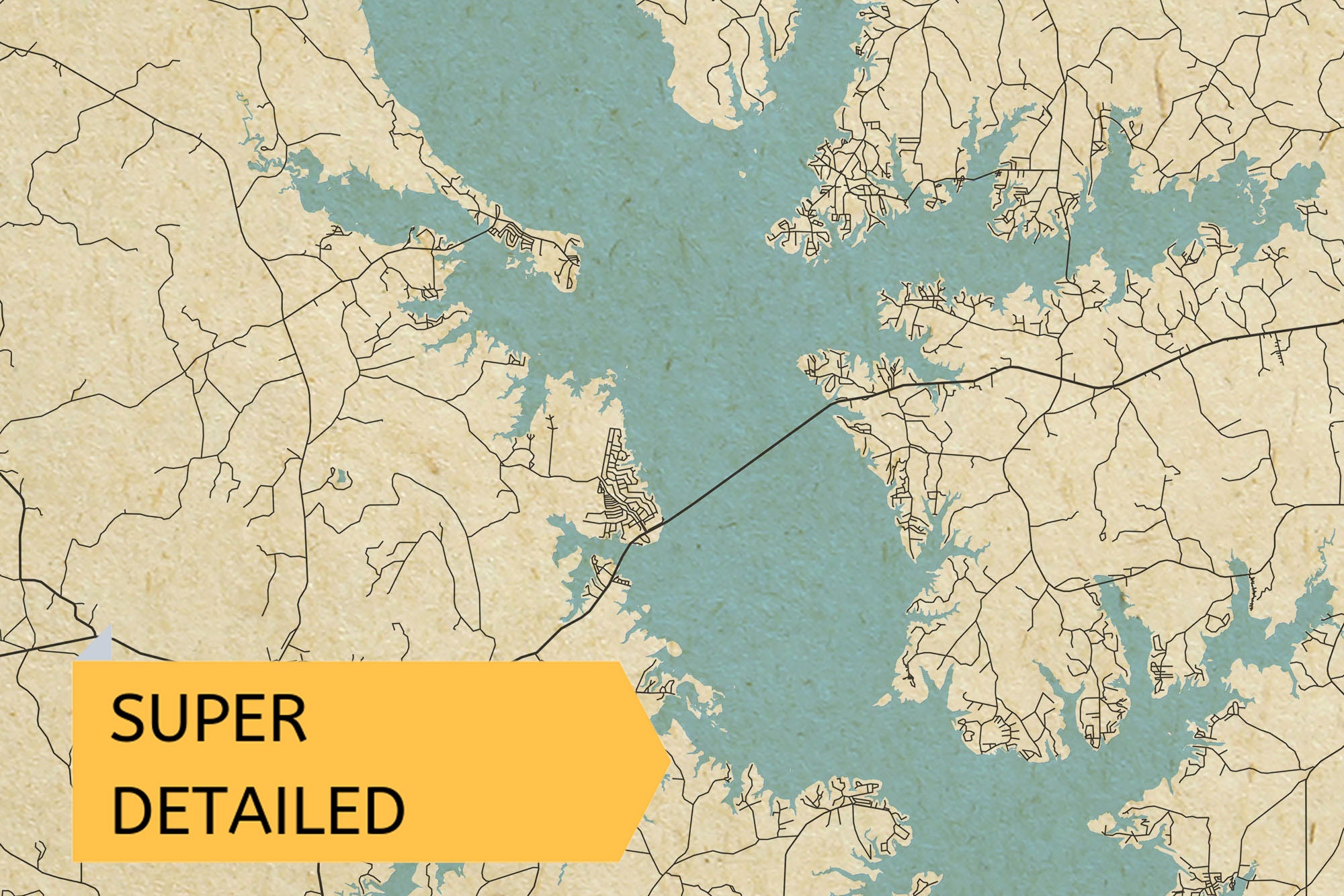 Vintage Style Map of Toledo Bend Lake Louisiana USA Instant | Etsy